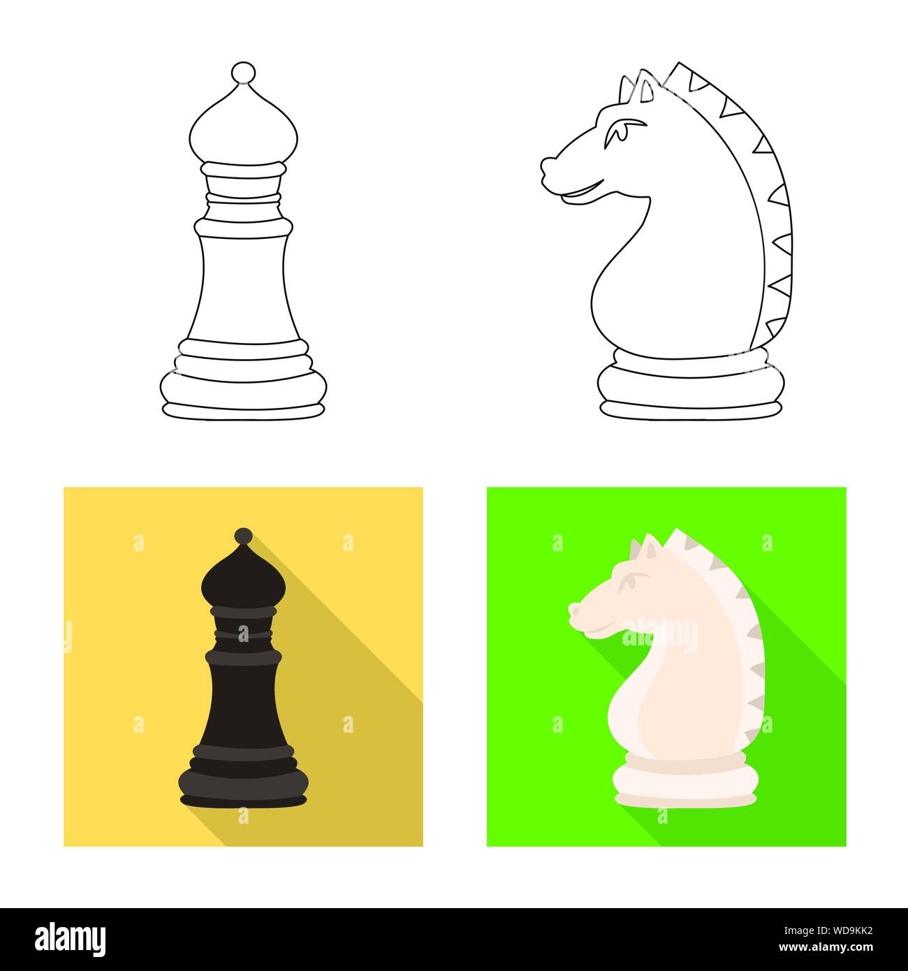 Vector illustration of checkmate and thin sign. Set of checkmate and ...