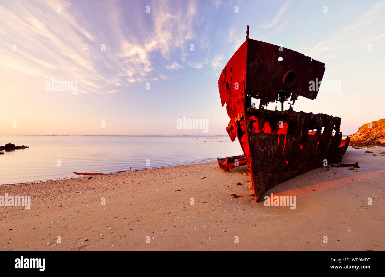 HMQS shipwreck on the peninsula coastline of Redcliffe Queensland ...
