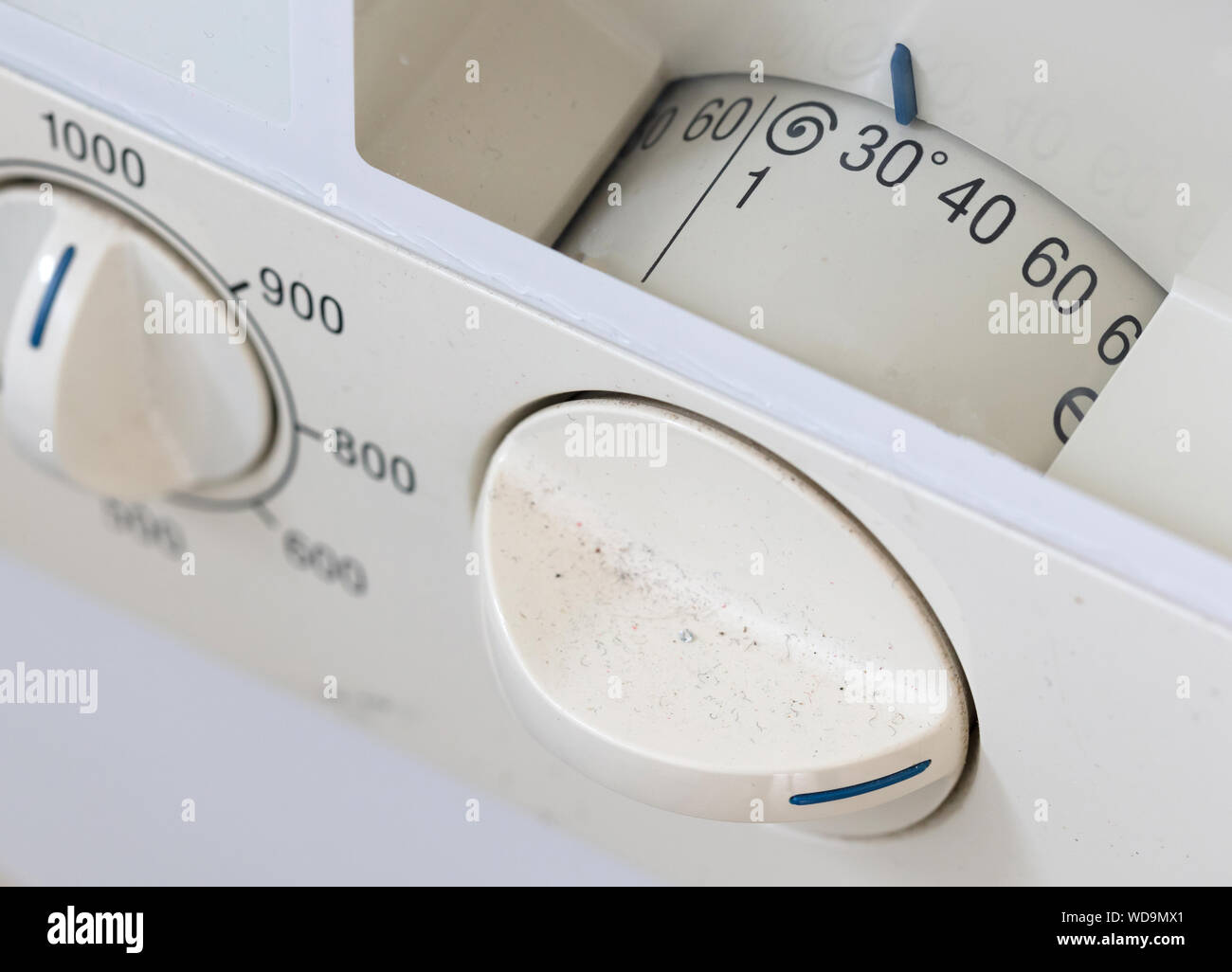 Old dirty washing machine close-up, selective focus, cold wash Stock ...