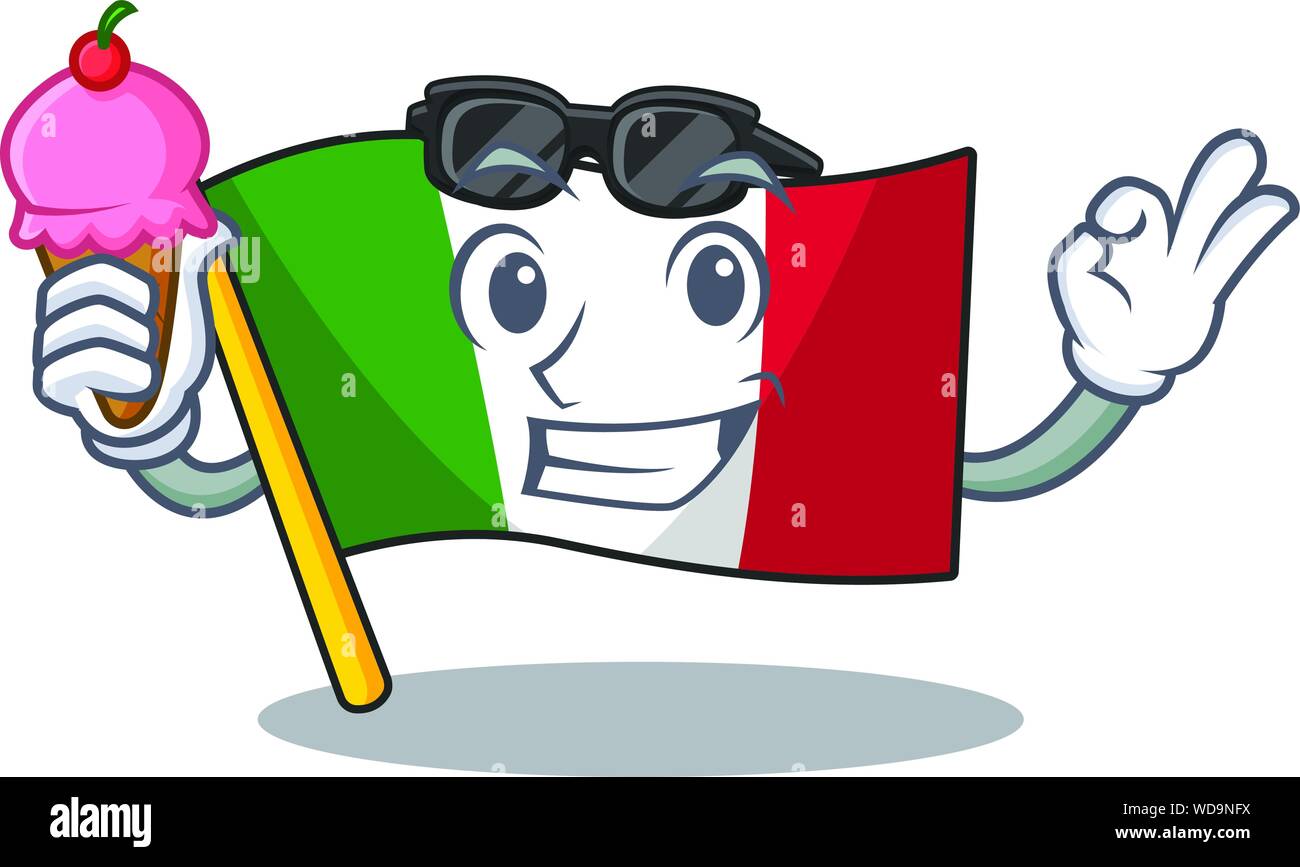 With ice cream italy flags placed in cartoon tables Stock Vector Image ...