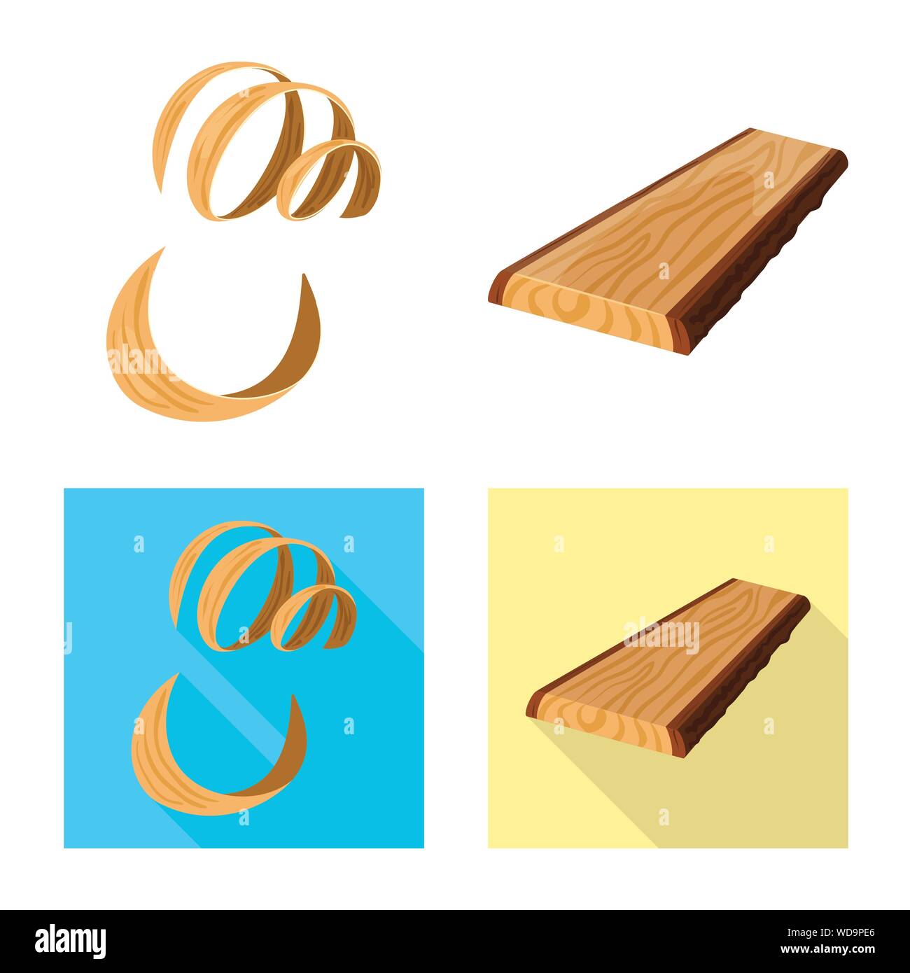 Vector illustration of tree and raw icon. Set of tree and construction ...