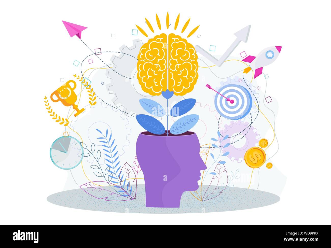 Brain tree illustration tree knowledge hi-res stock photography and ...