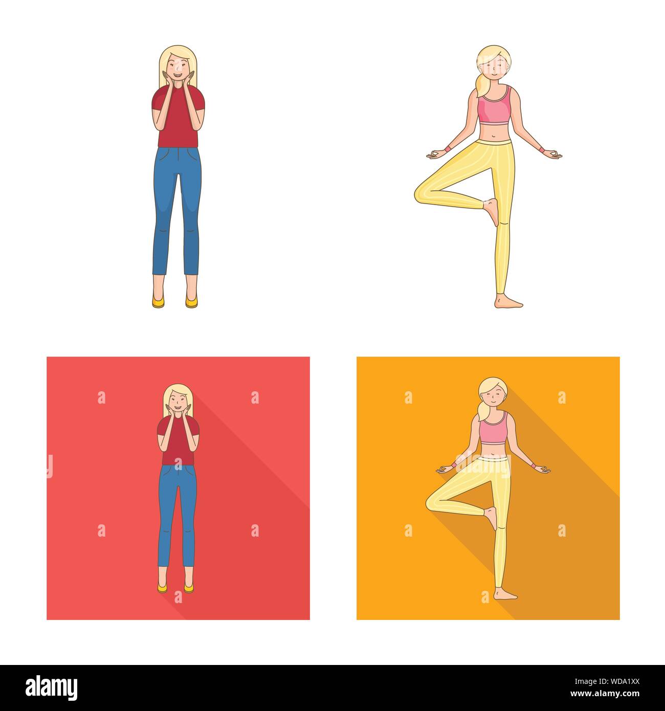 Vector illustration of posture and mood symbol. Set of posture and ...