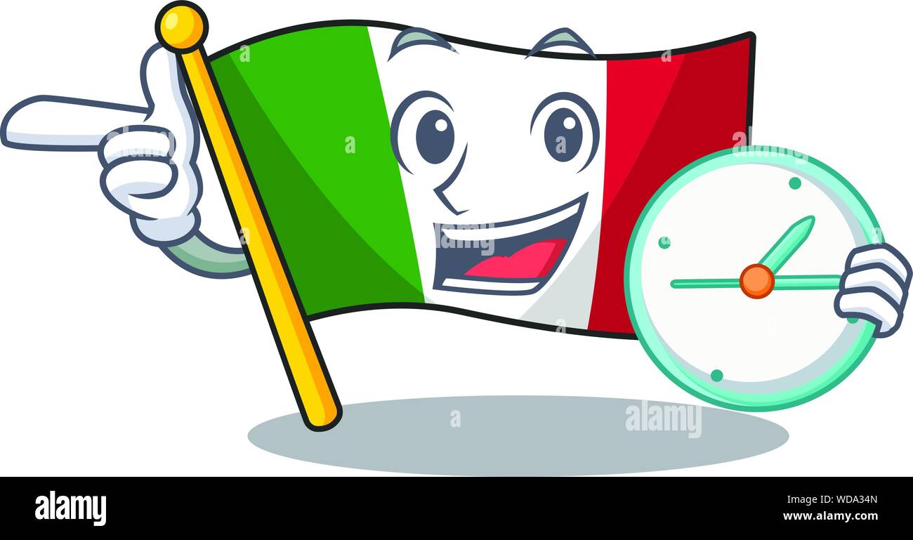 With clock italy flags placed in cartoon tables Stock Vector Image ...