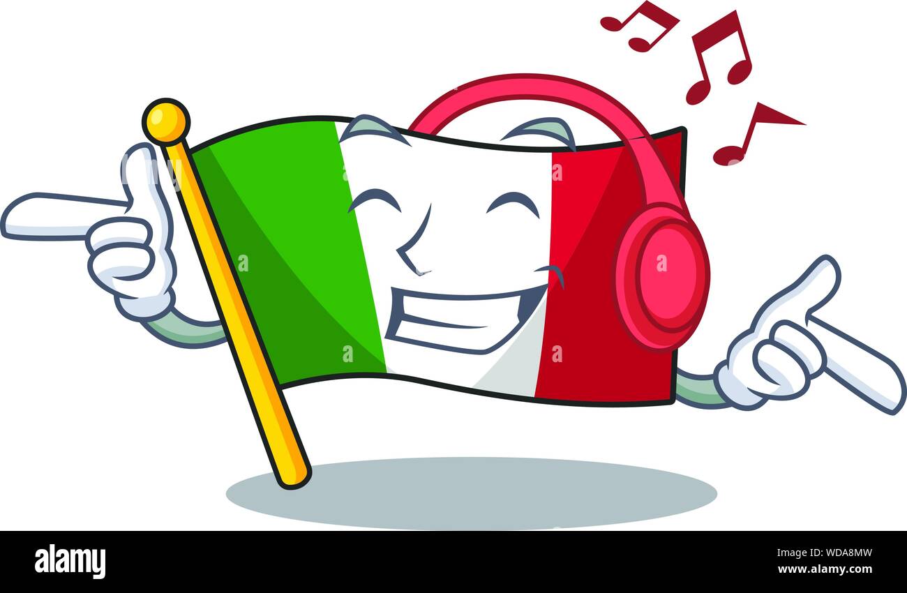 Listening music italy flags isolated wth the cartoon Stock Vector Image ...