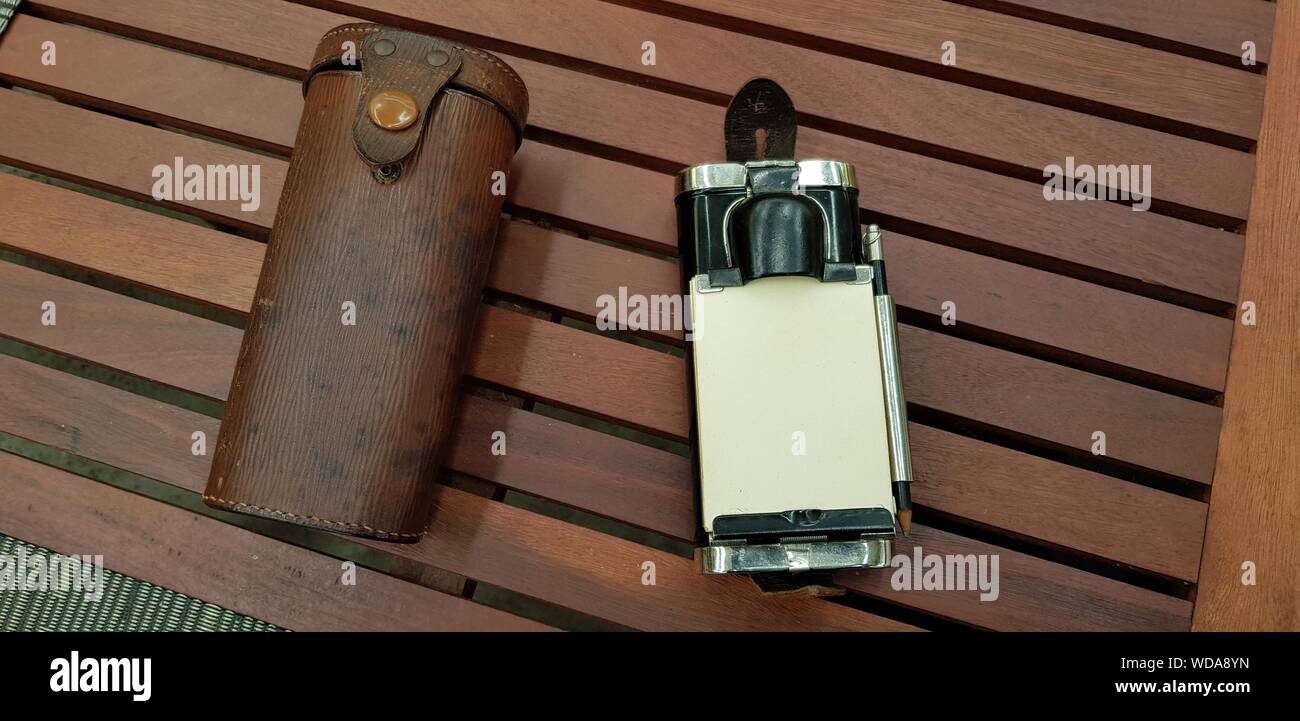 German WWI Military Police Flashlight with writing pad Stock Photo - Alamy