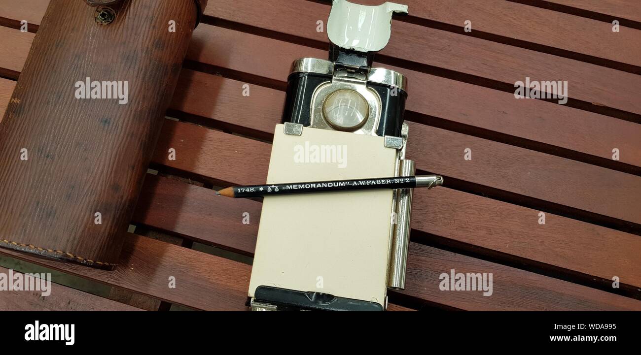 German WWI Military Police Flashlight with writing pad Stock Photo - Alamy