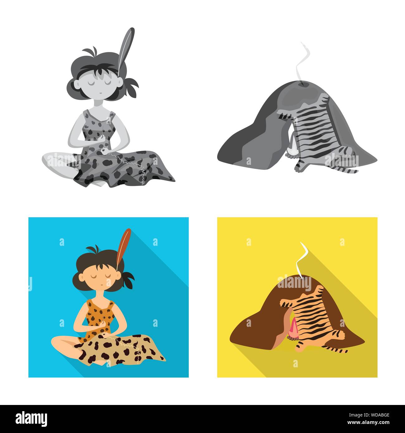 Vector illustration of evolution and prehistory sign. Set of evolution ...