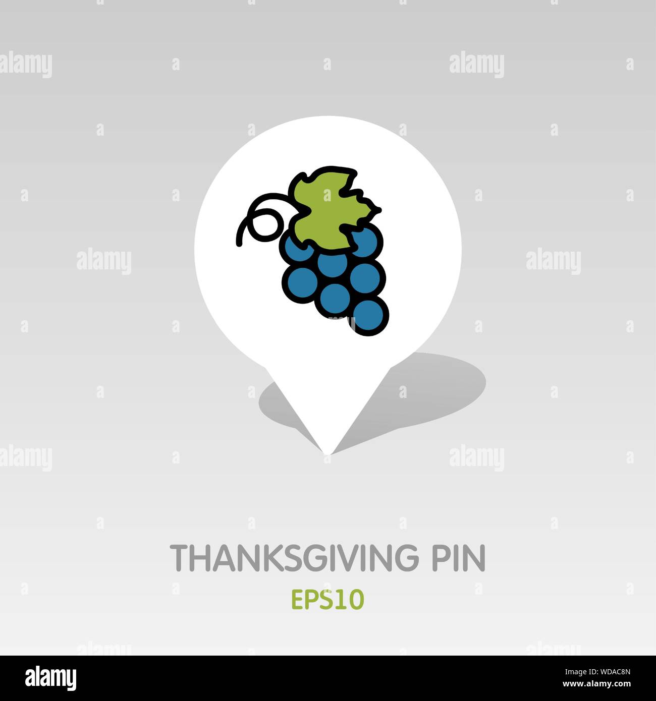 Bunch of grapes pin map icon. Harvest map pointer. Thanksgiving map ...