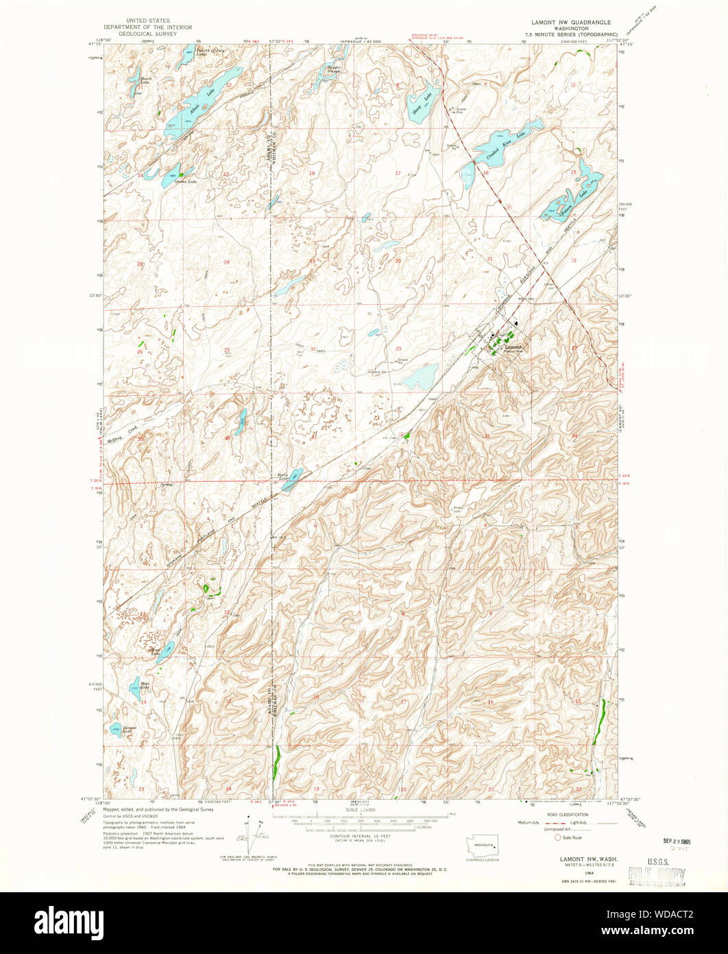USGS Topo Map Washington State WA Lamont NW 241941 1964 24000 ...
