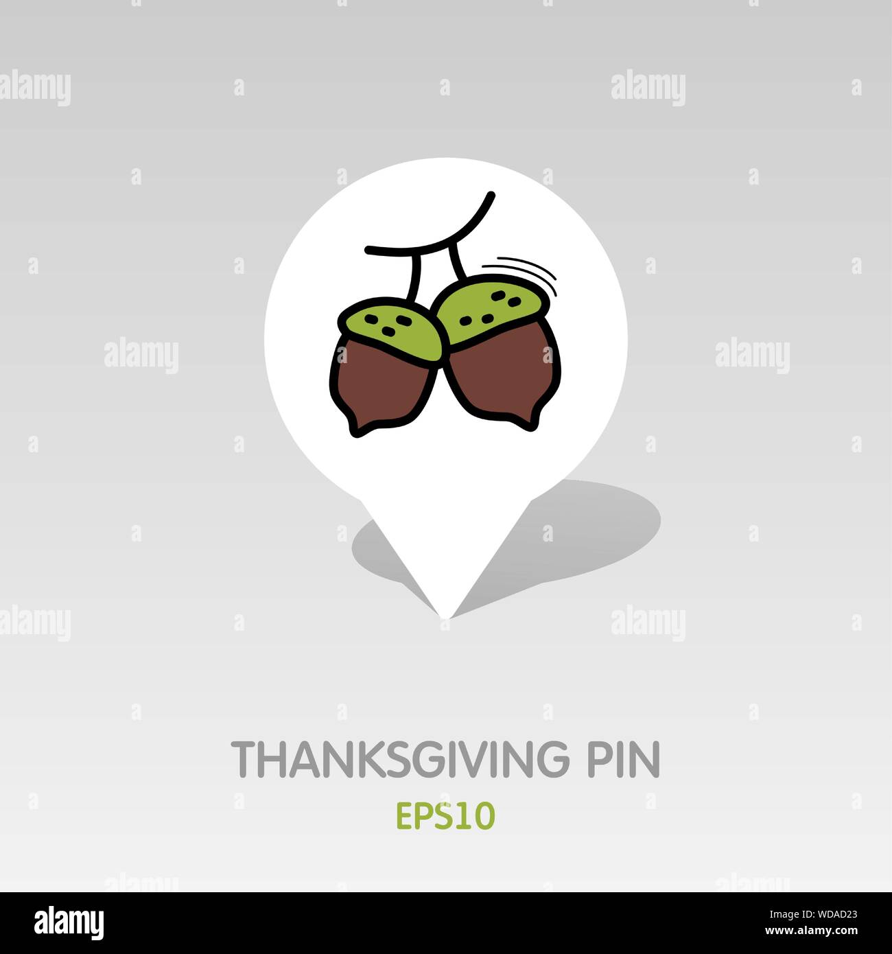 Acorn pin map icon. Harvest map pointer. Thanksgiving map markers ...
