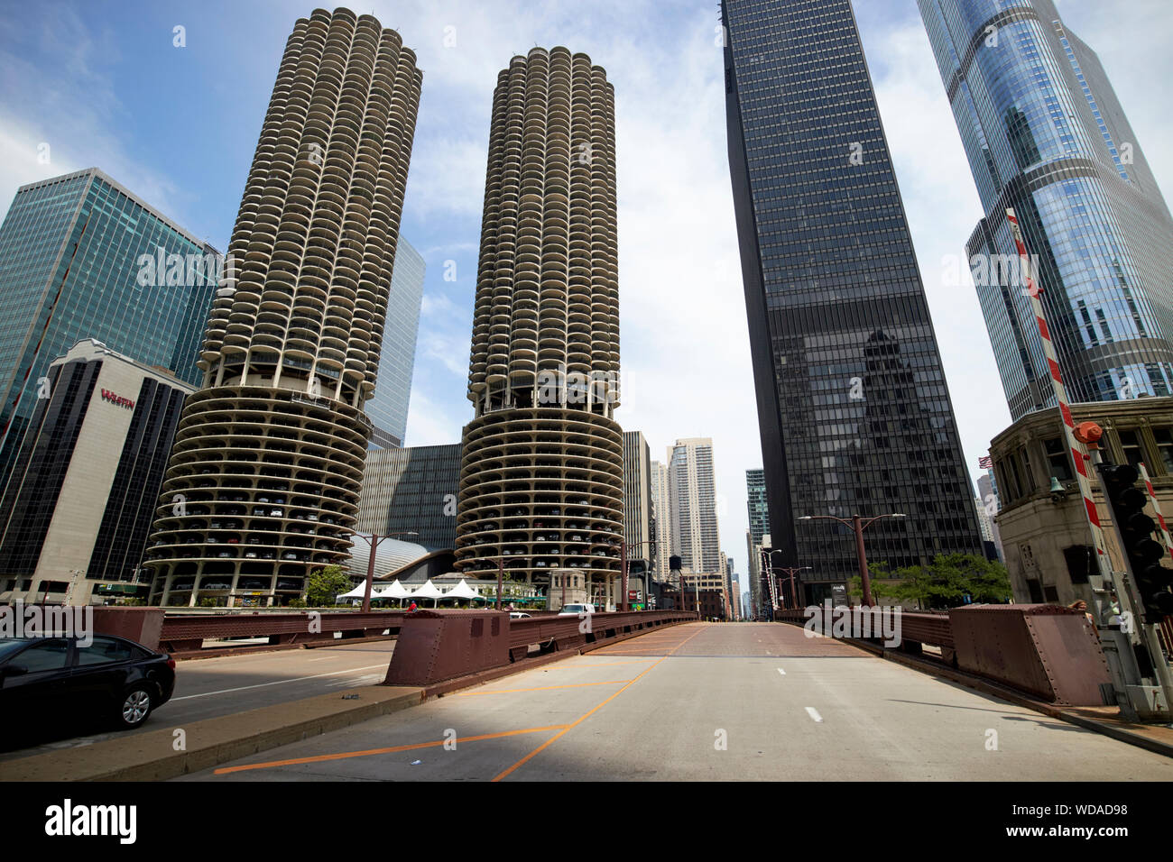 state street bridge top deck leading to ama plaza and marina city ...