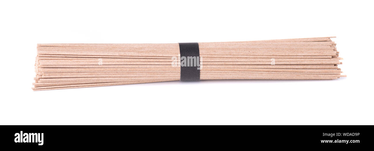Soba noodles, isolated on white background. Bundle of buckwheat ...