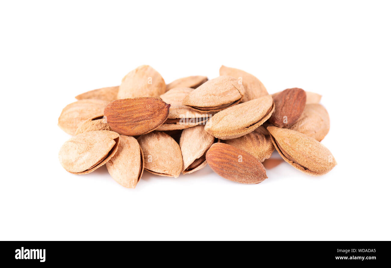 Almonds nuts isolated on white background. Almond in shell Stock Photo ...