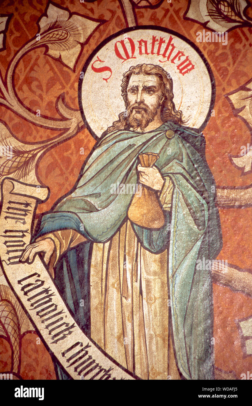 Wall painting, St Matthew, Rev Ernest Geldart, St Nicholas' Little ...