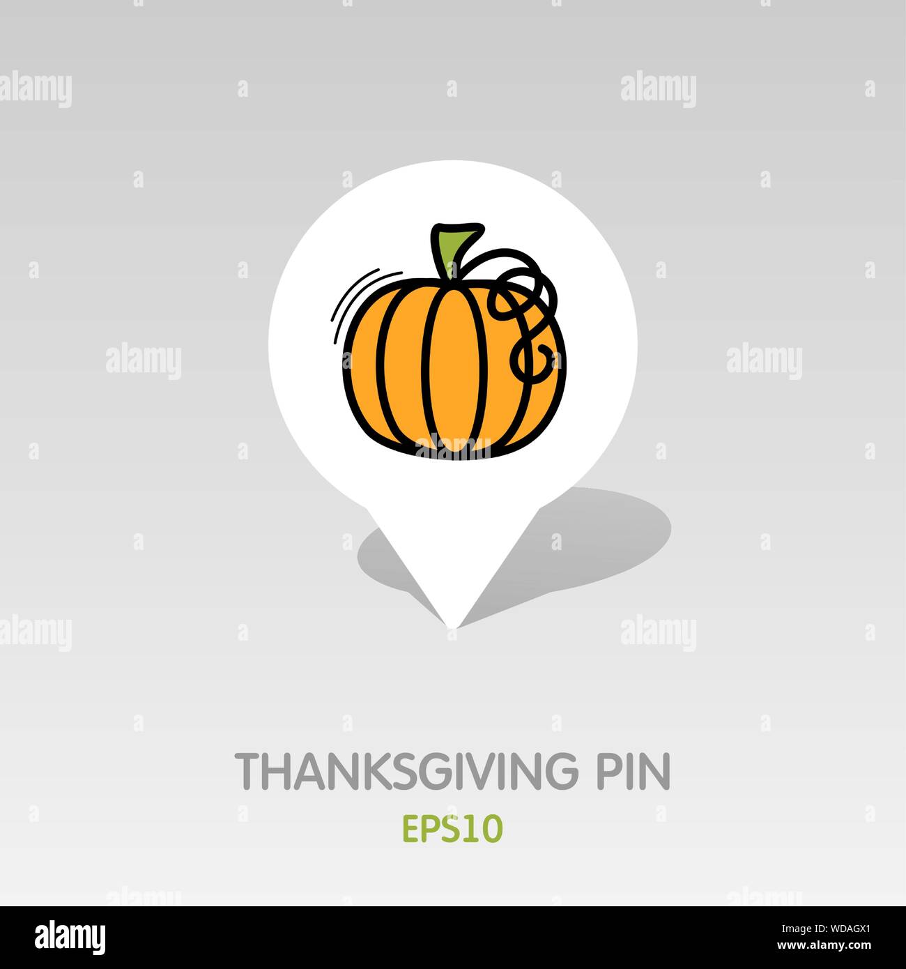 Pumpkin pin map icon. Harvest map pointer. Thanksgiving map markers ...