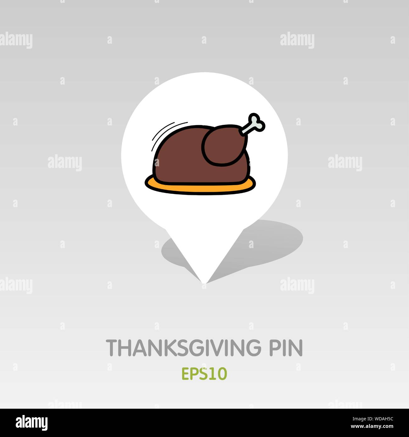 Roasted chicken or Turkey ready for Thanksgiving. Harvest map pointer ...
