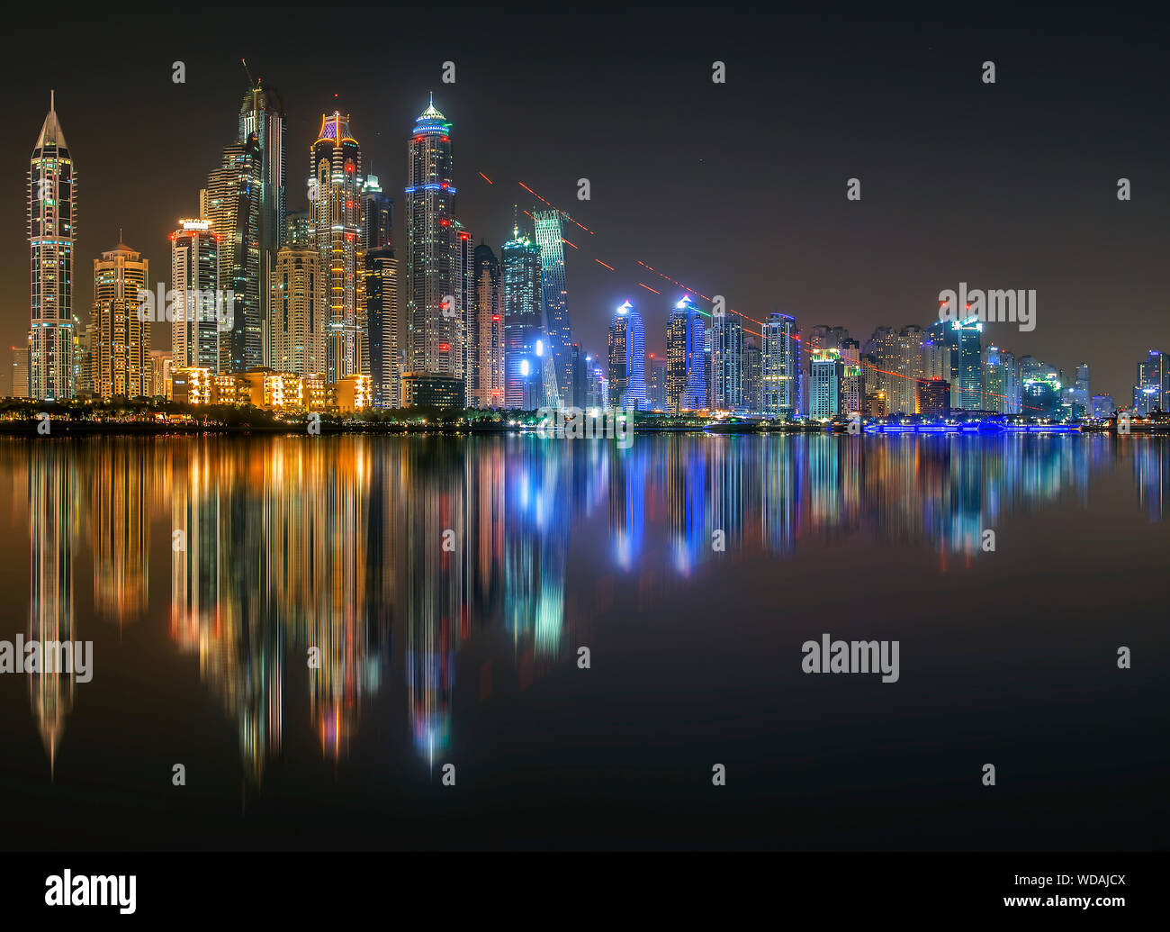 Dubai skyline at night hi-res stock photography and images - Alamy
