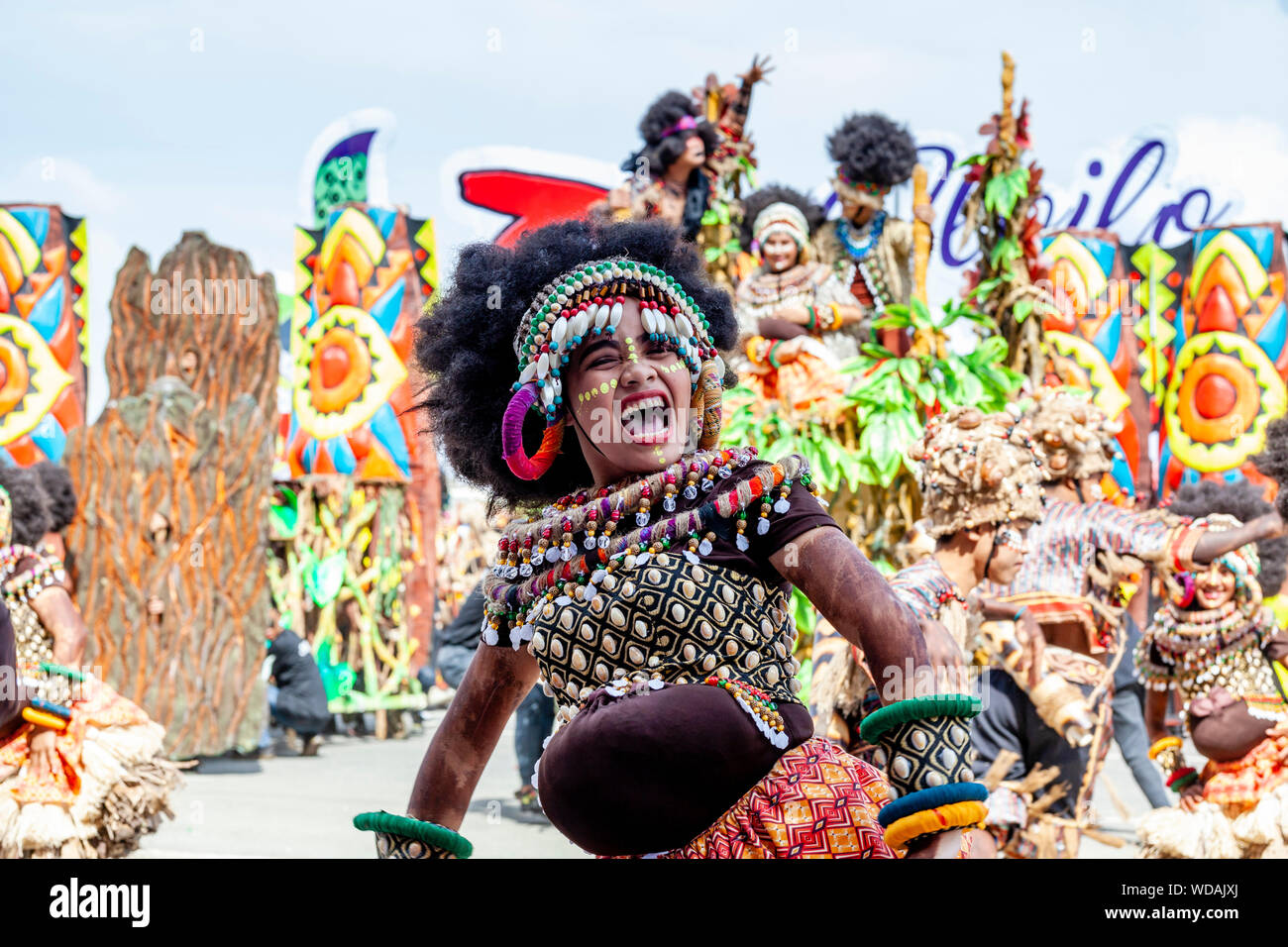 Tribal Dancing, Dinagyang Festival, Iloilo City, Panay Island, The ...