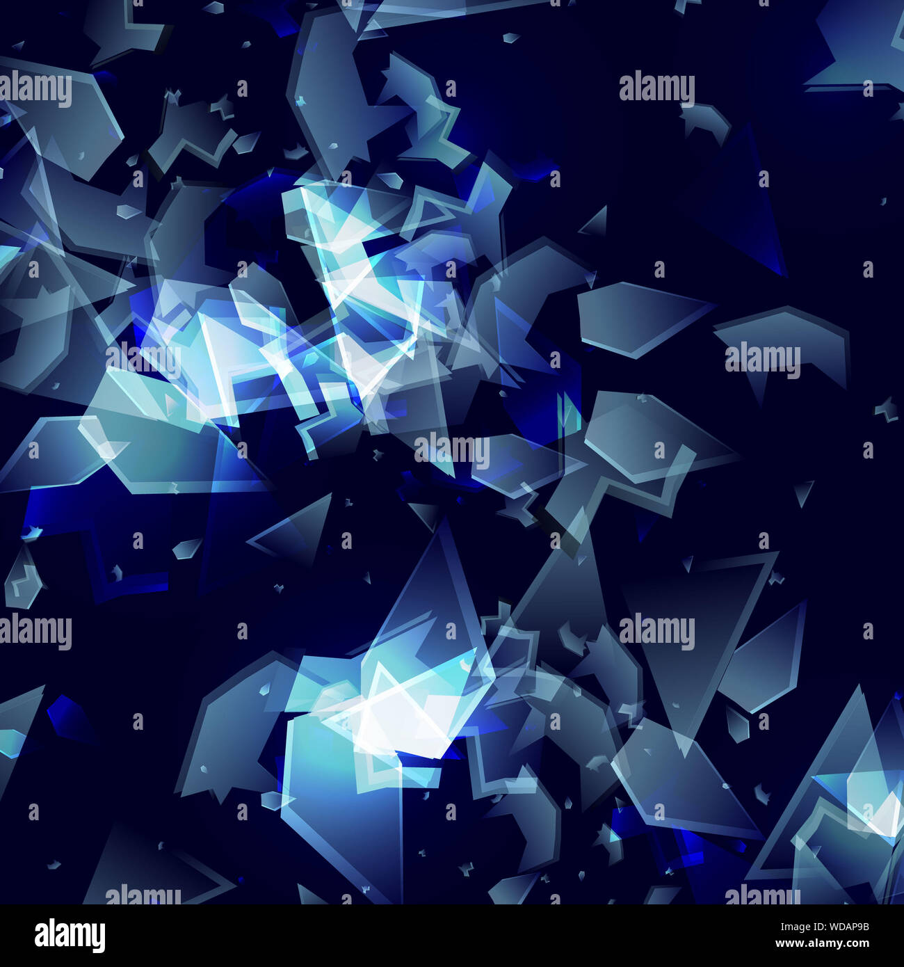 Shards of broken glass. Abstract vector explosion. Shining background ...