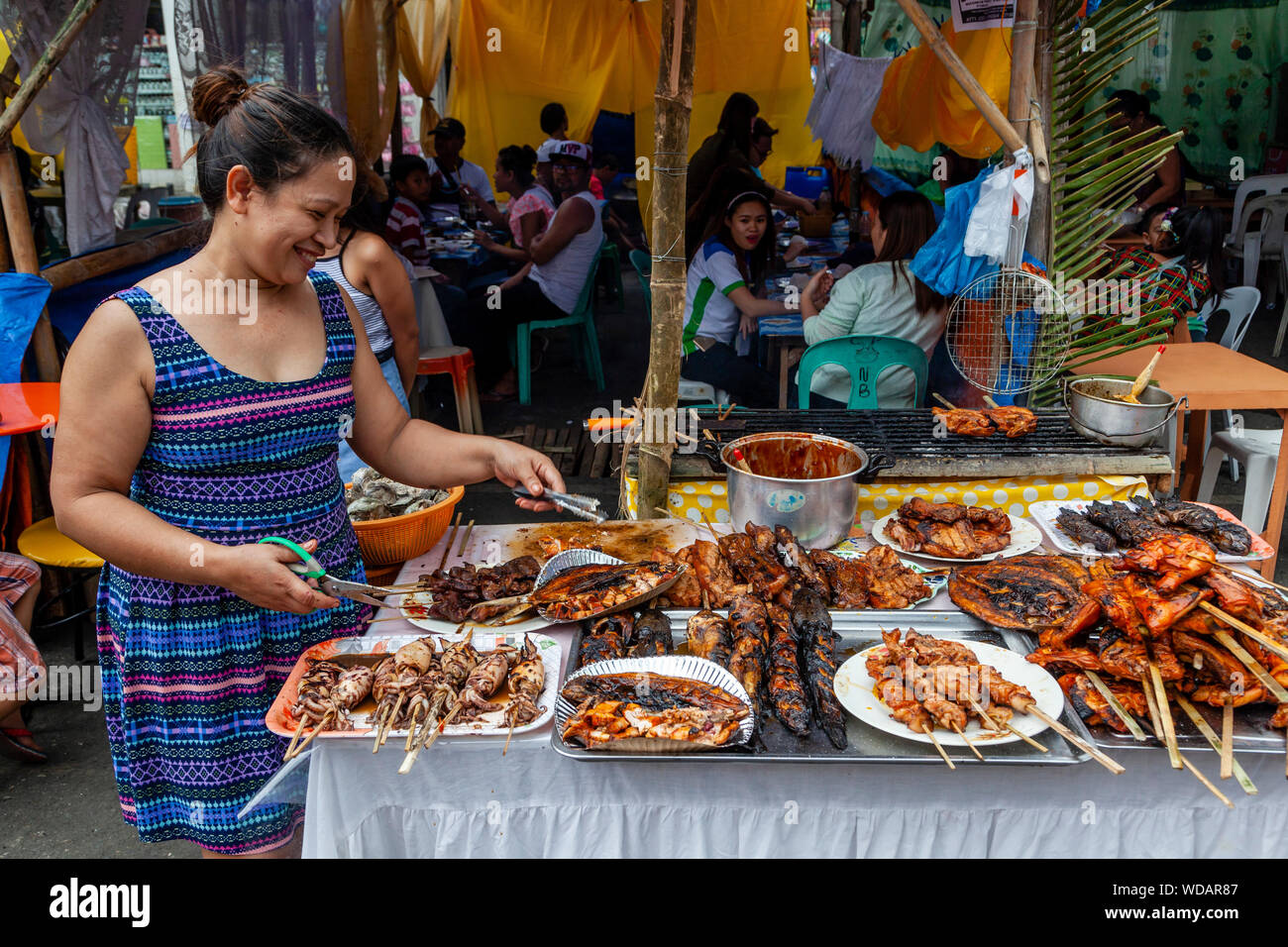 Filipino Street Food, Iloilo City, Panay Island, The Philippines Stock ...