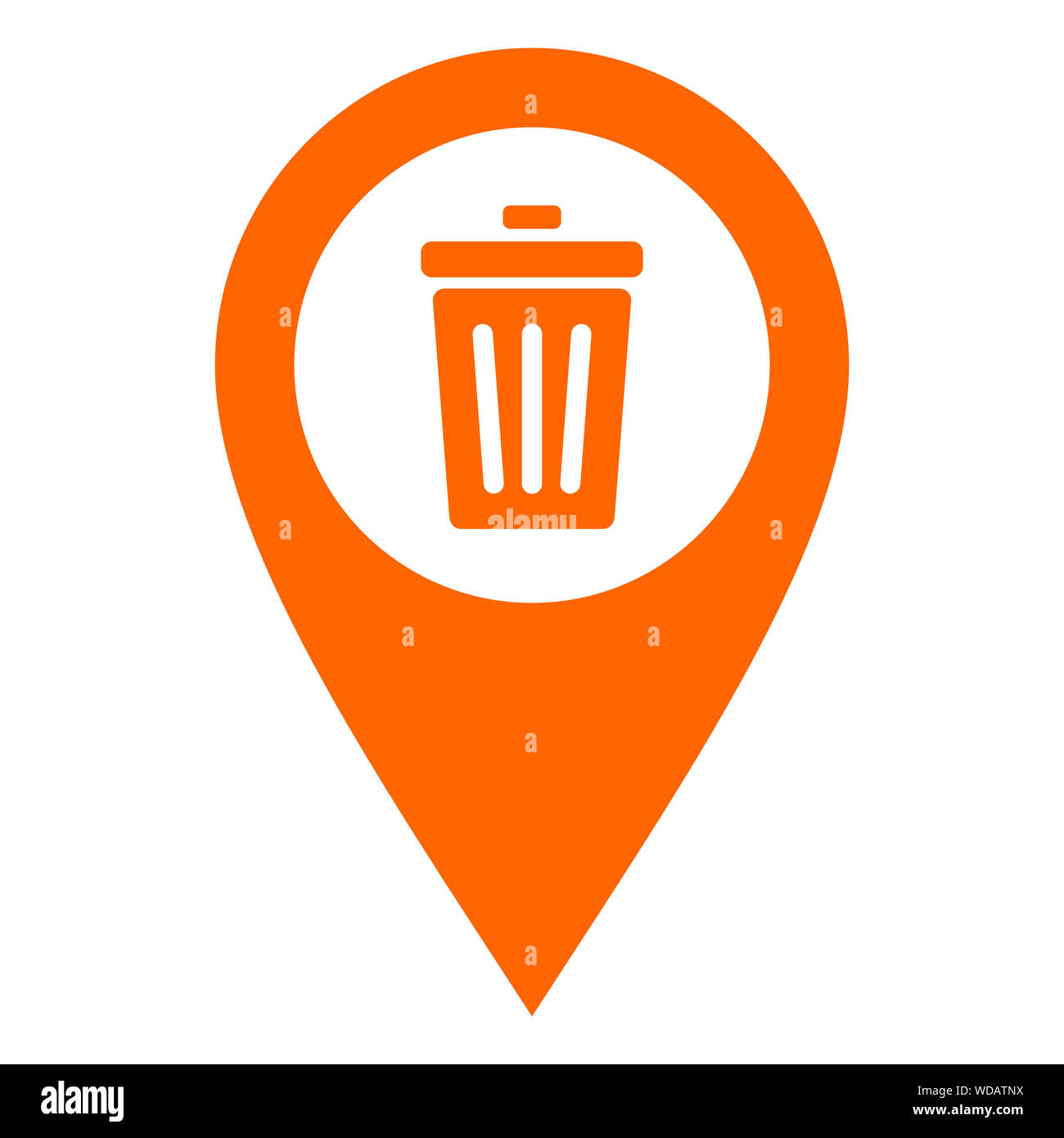 Waste bin and location pin Stock Photo - Alamy