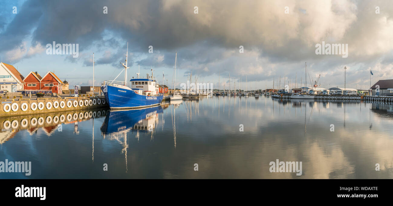 Early morning at the port of Varberg, Halland, Sweden, Scandinavia ...