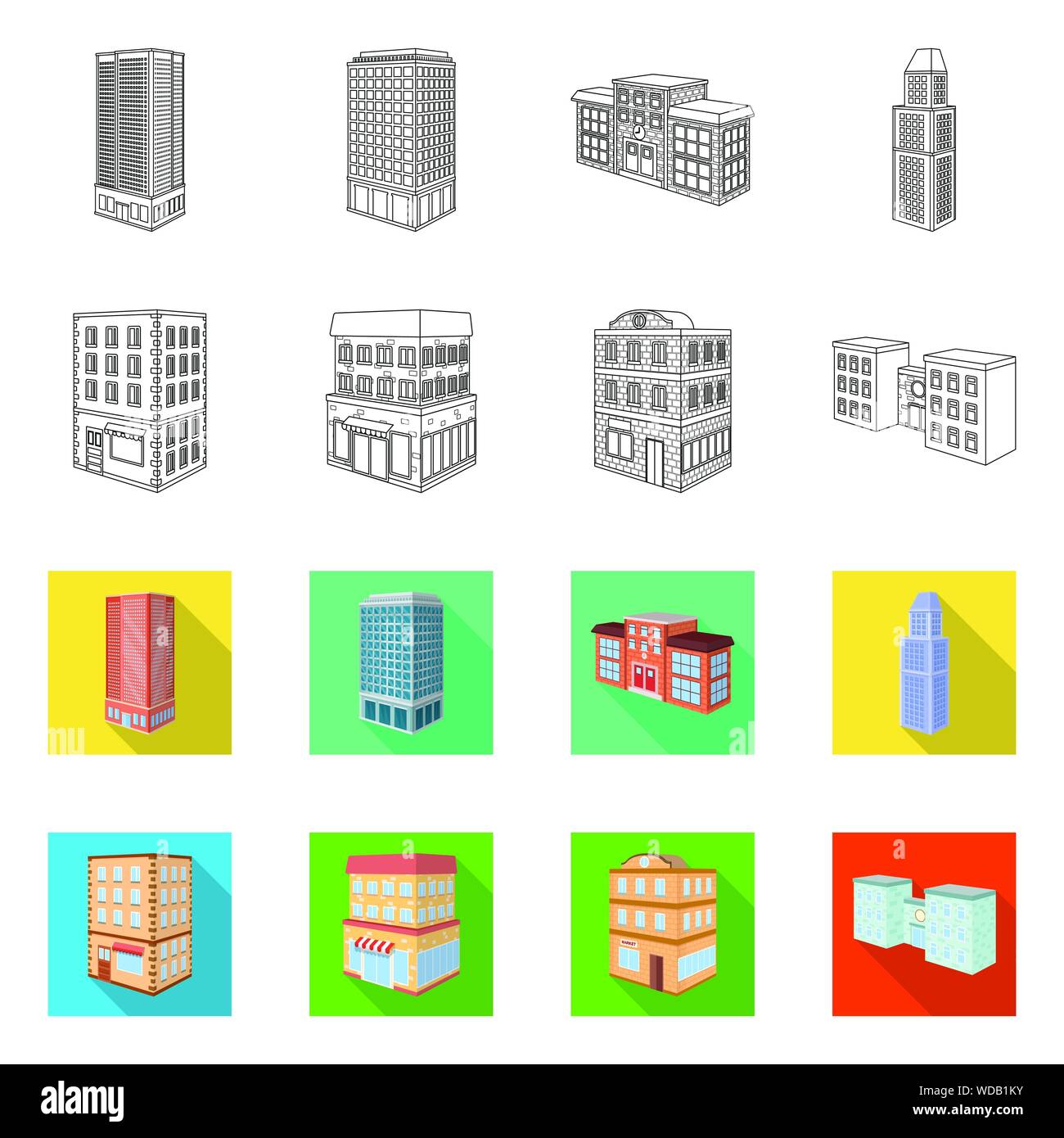 Isolated object of construction and building symbol. Collection of ...