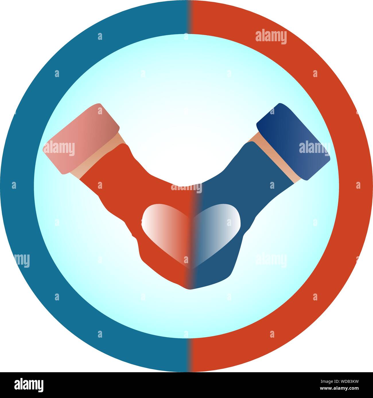 The concept of love and relationship is one mittens for two. Red and ...
