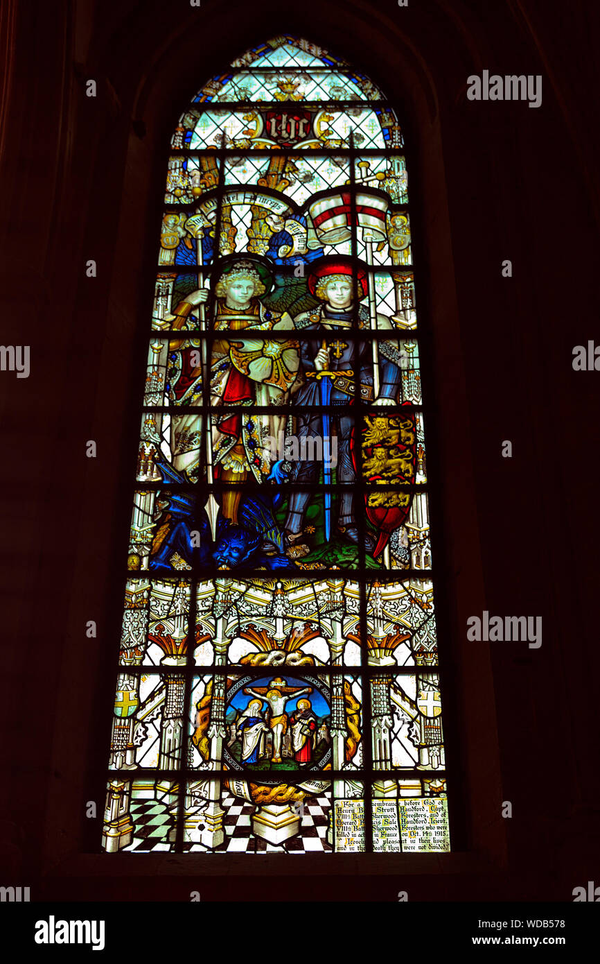 Stained glass window, Southwell Minster, Nottinghamshire Stock Photo ...