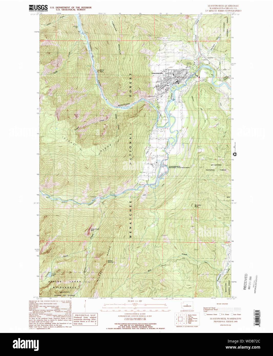 USGS Topo Map Washington State WA Leavenworth 241971 1989 24000 ...