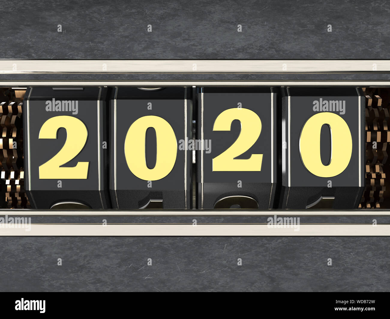 Happy New Year 2020. Numbers 2020 in the style of a one-armed bandit ...
