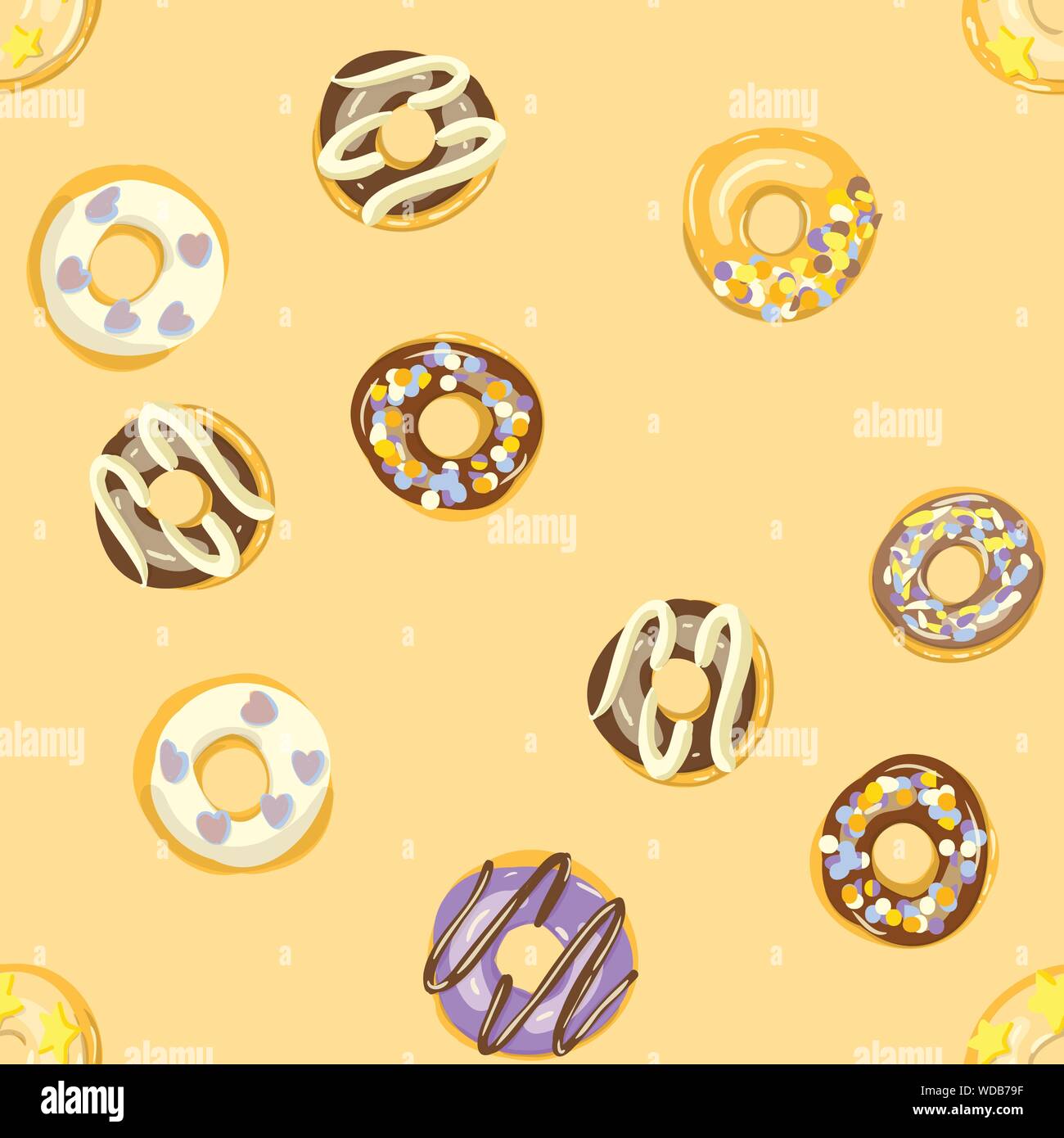 Glazed Donuts seamless pattern. Bakery Vector illustration. Glazed doughnuts Stock Vector Image ...