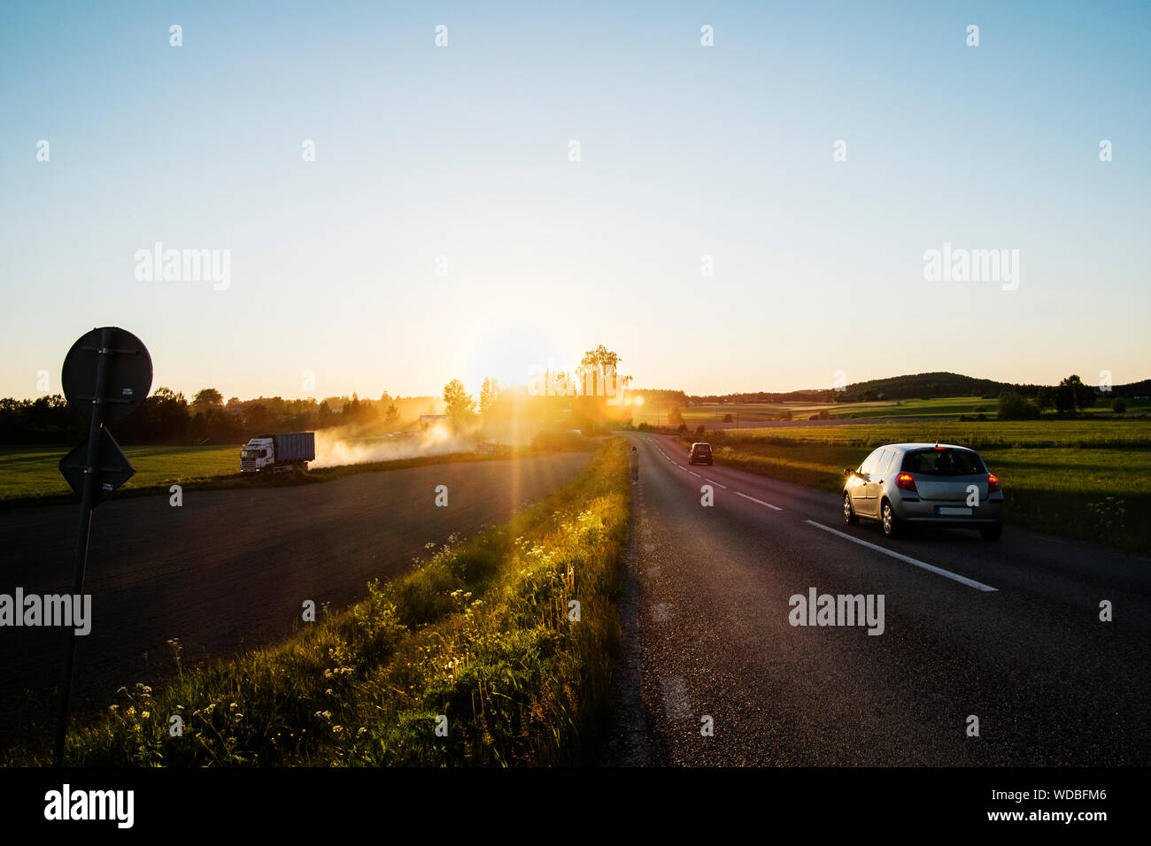 Car on rural highway hi-res stock photography and images - Alamy