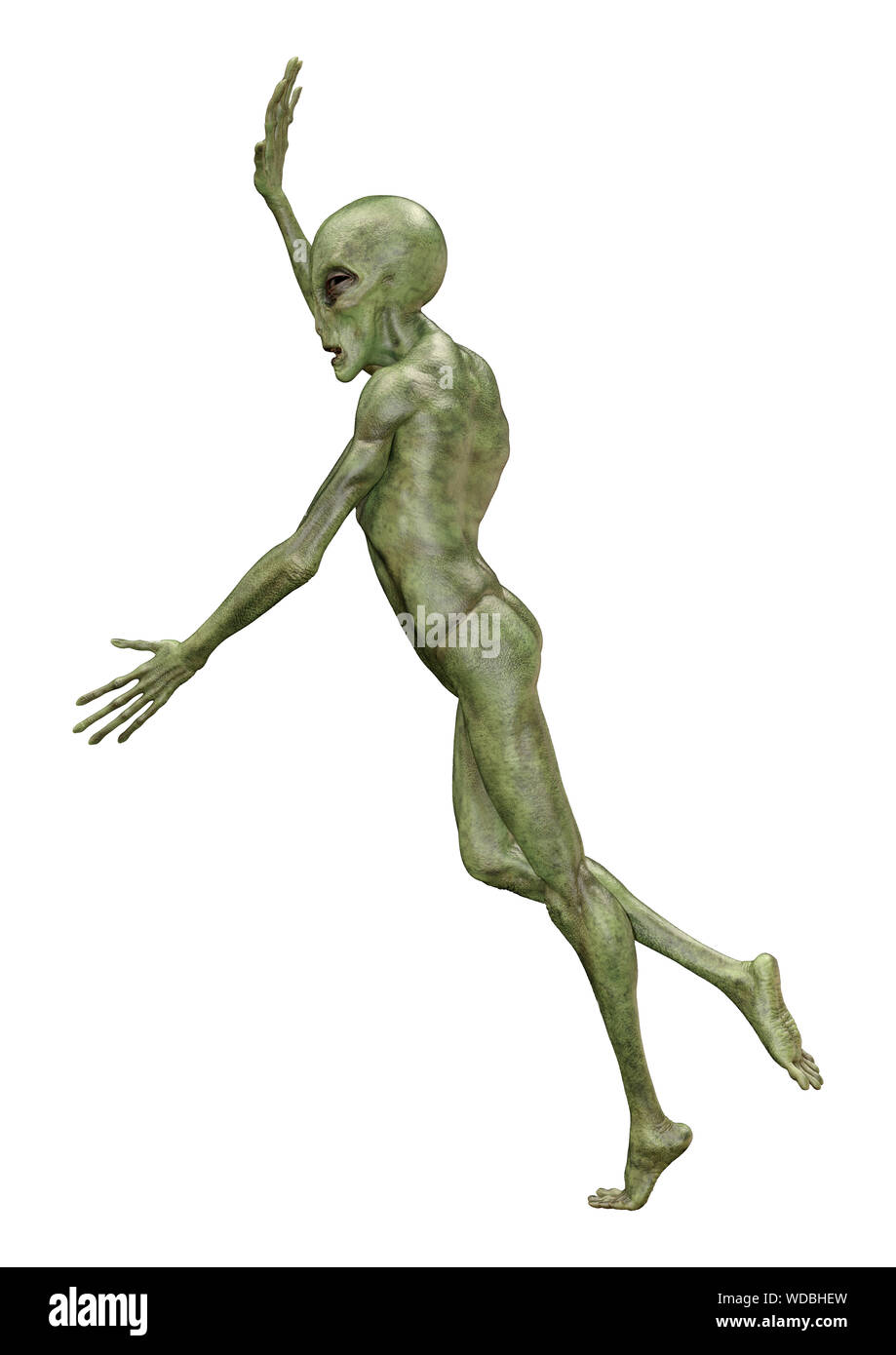 3D rendering of a green alien isolated on white background Stock Photo ...
