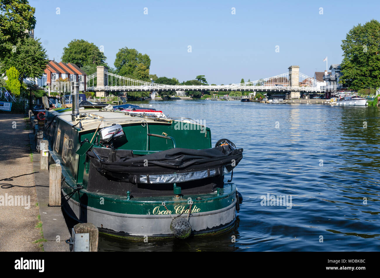 Marlow Bridge is a suspension bridge which spans the River Thames at ...