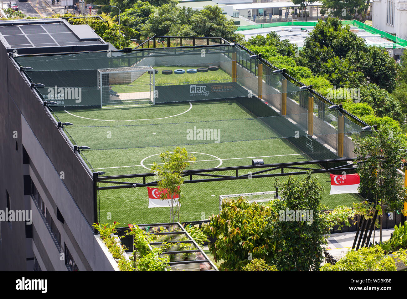 Soccer pitch on top of Funan Mall rooftop, Singapore Stock Photo - Alamy