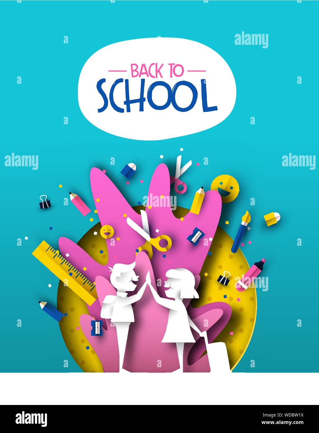 Happy kid in colorful Stock Vector Images - Alamy