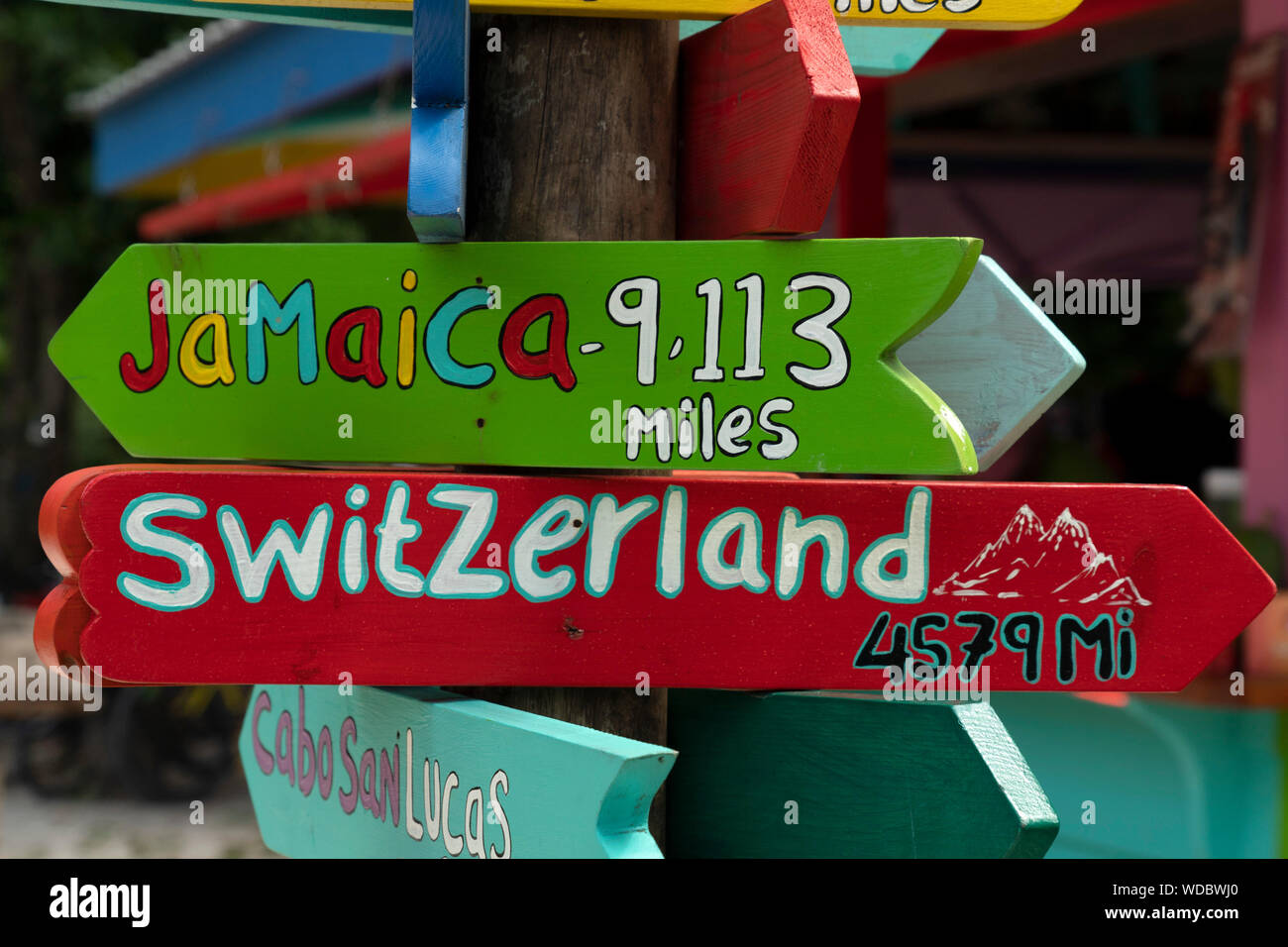 cities of the world distance many colors sign Stock Photo - Alamy