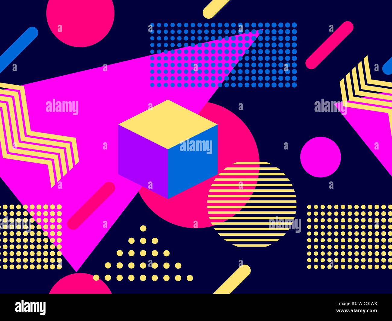 Memphis seamless pattern, geometric shapes in the style of 80s. Modern ...