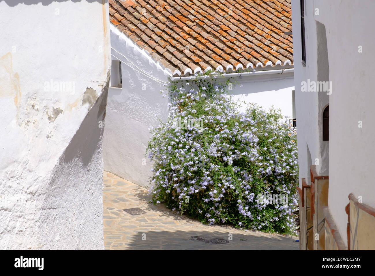 The mountain top white village of Comares, Axarquia, Malaga, Andalucia ...