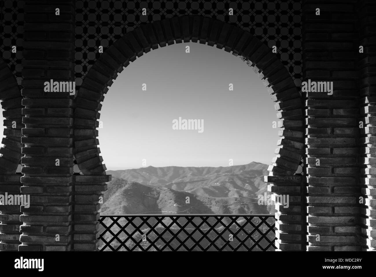 The mountain top white village of Comares, Axarquia, Malaga, Andalucia ...