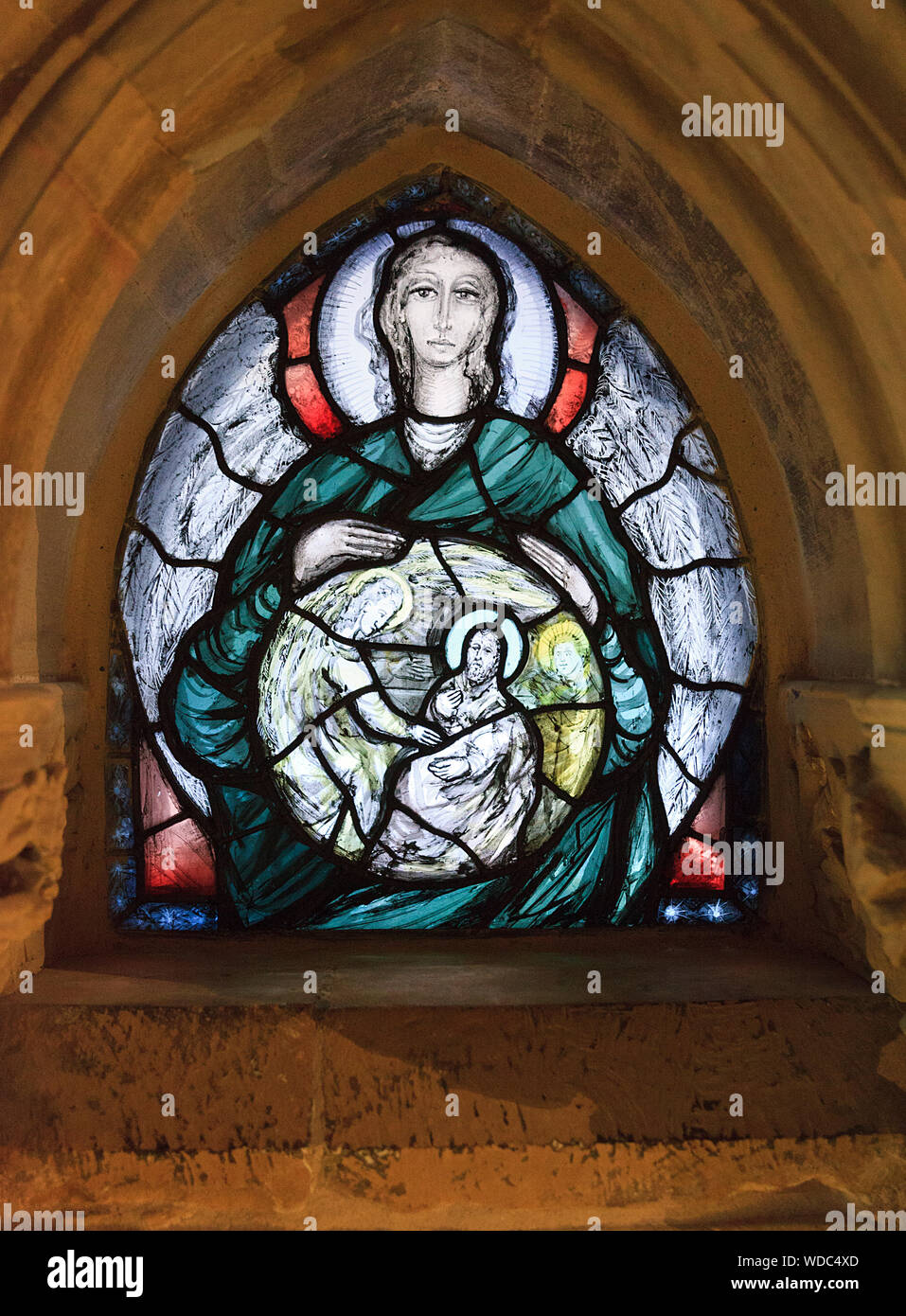 Small stained glass window along the corridor to the Chapter House in ...