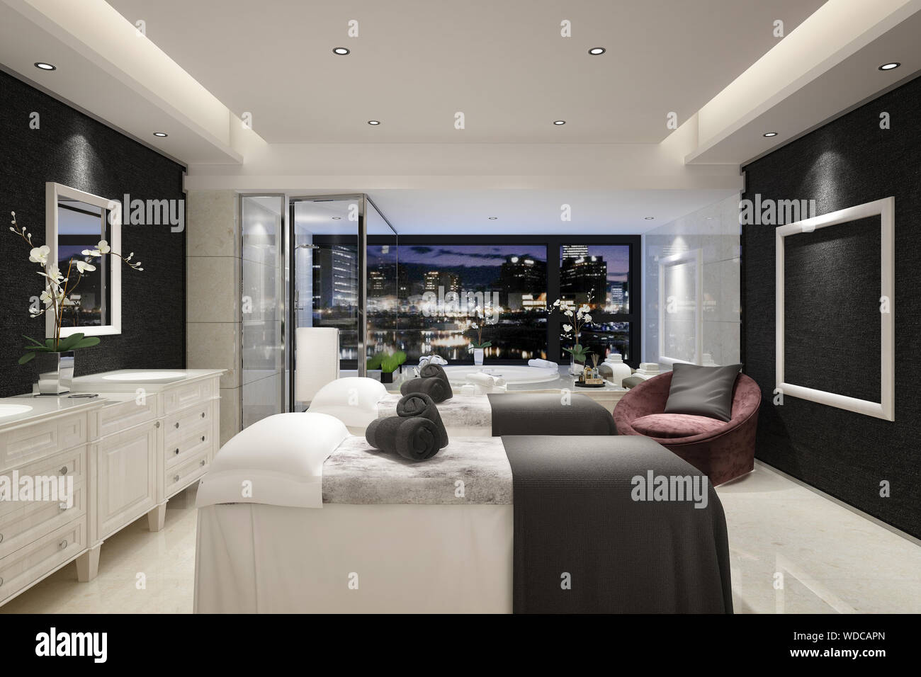 3d render spa massage and wellness room Stock Photo - Alamy