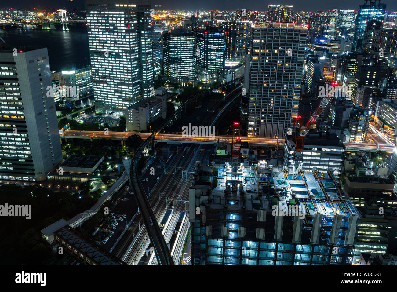 Tokyo Cityscape during blue hour. Long exposure. Portrait orientation ...