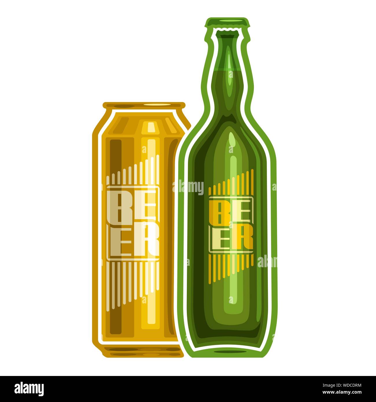 Vector logo for can and bottle beer, consisting of aluminum metal can ...