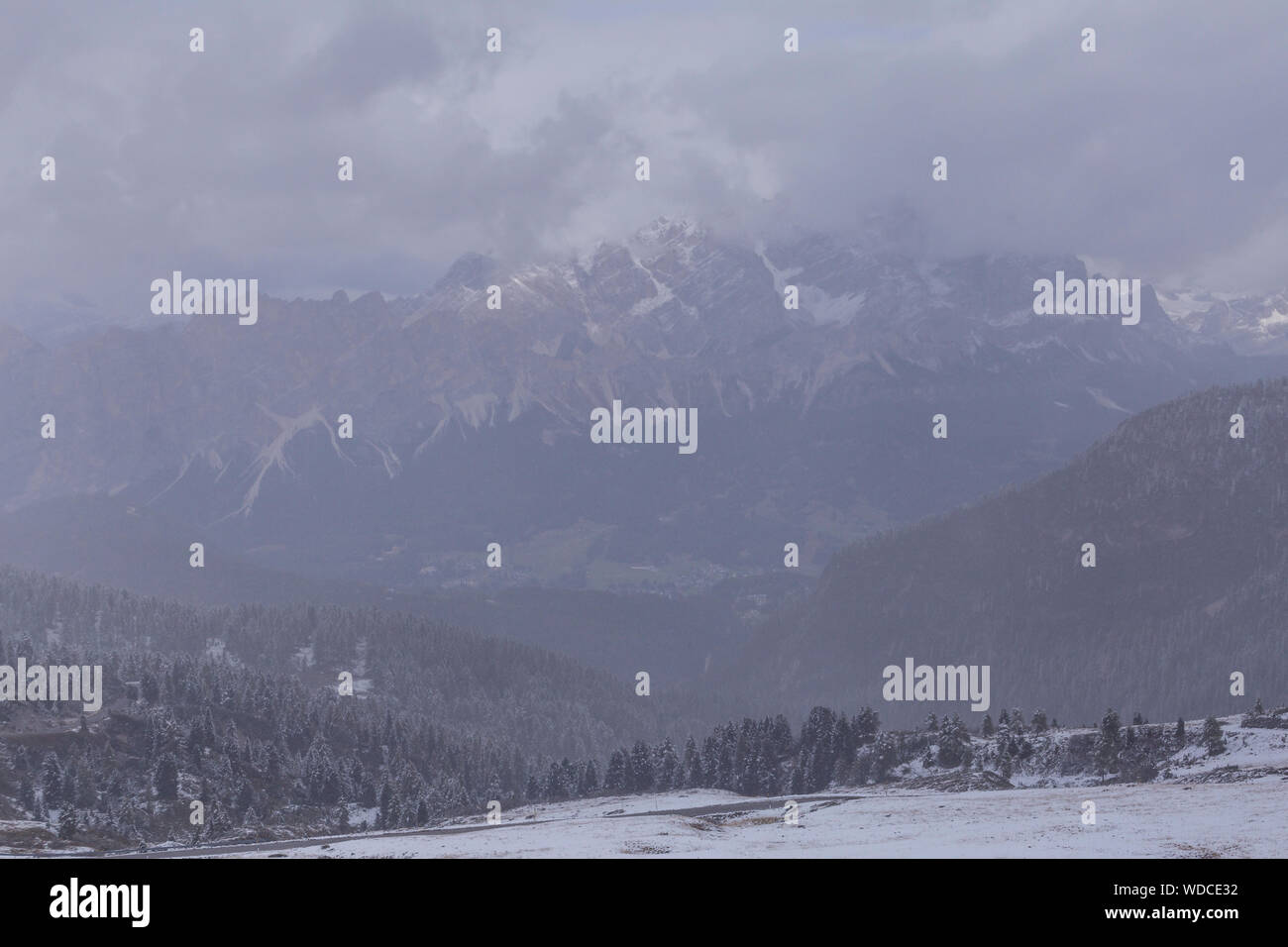 Heavy snowfall across the Dolomites in northern Italy Stock Photo - Alamy