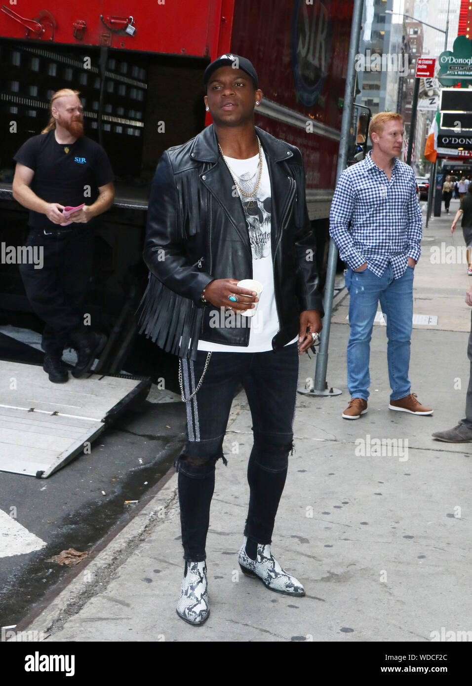 New York, NY, USA. 28th Aug, 2019. Jimmie Allen seen exiting Good ...