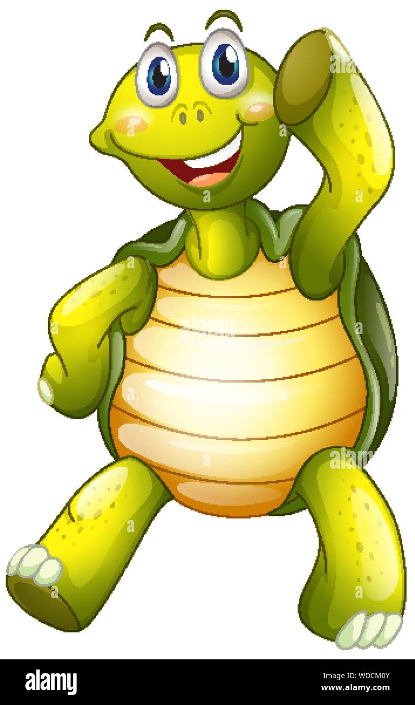 Green turtle standing on white background illustration Stock Vector ...