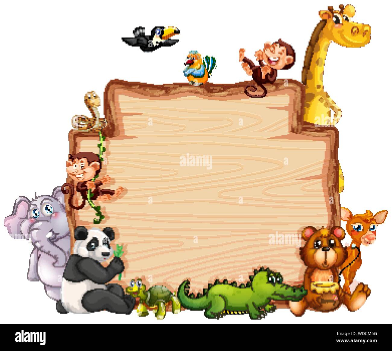 Border template with cute animals illustration Stock Vector Image & Art ...